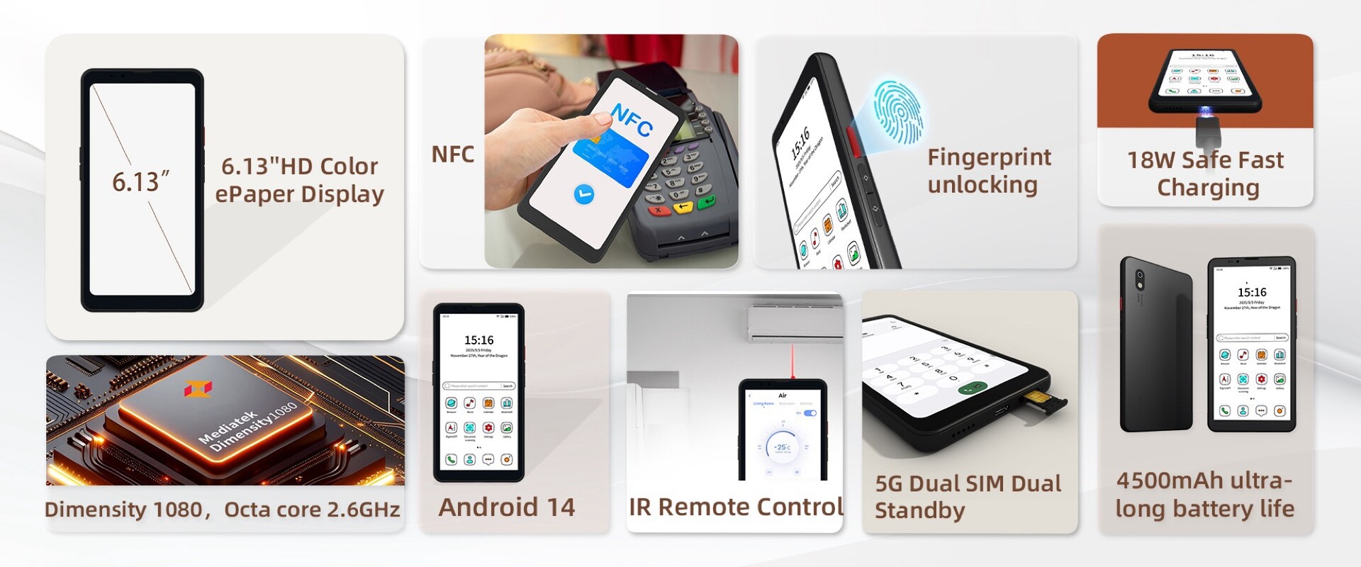 Компактный E-Ink смартфон с цветным дисплеем, NFC и 5G: Bigme представляет HiBreak Pro Color ...